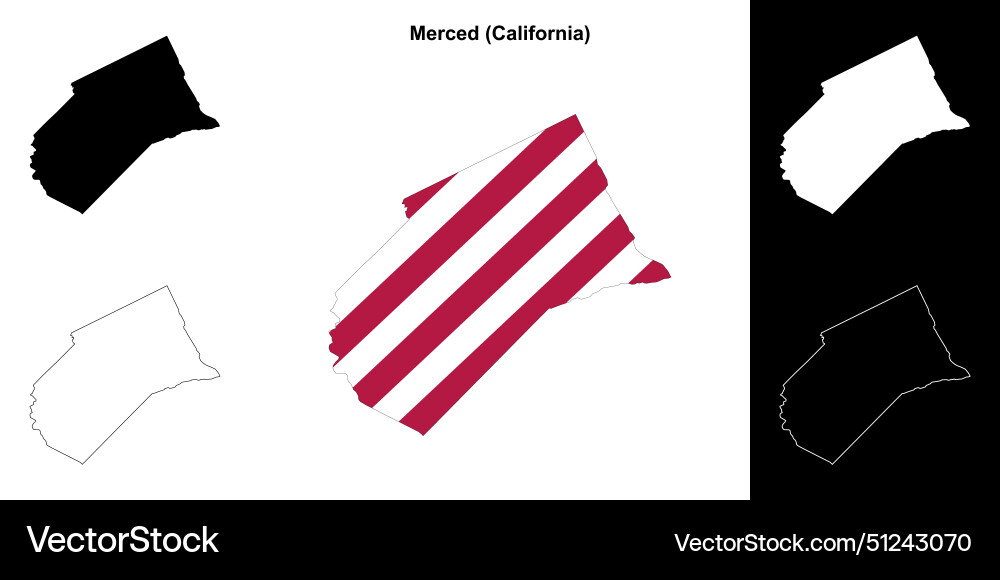 Merced outline map Royalty Free Vector Image - VectorStock