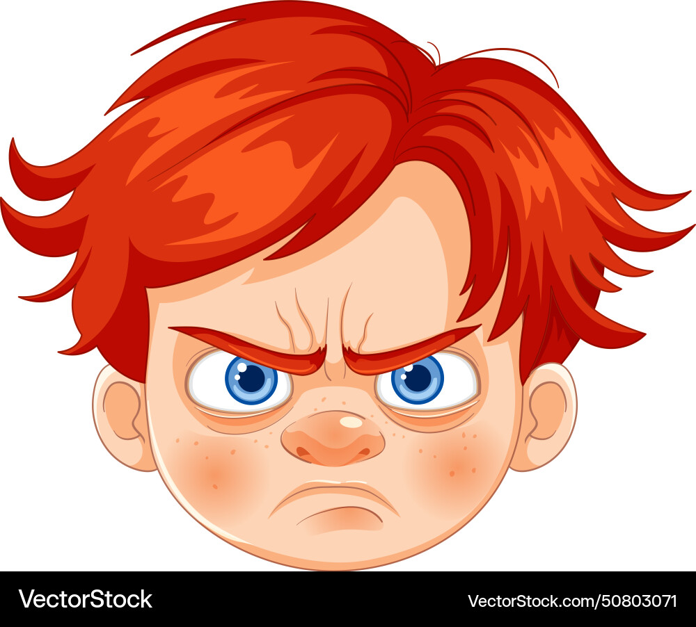 A boy with an angry face Royalty Free Vector Image