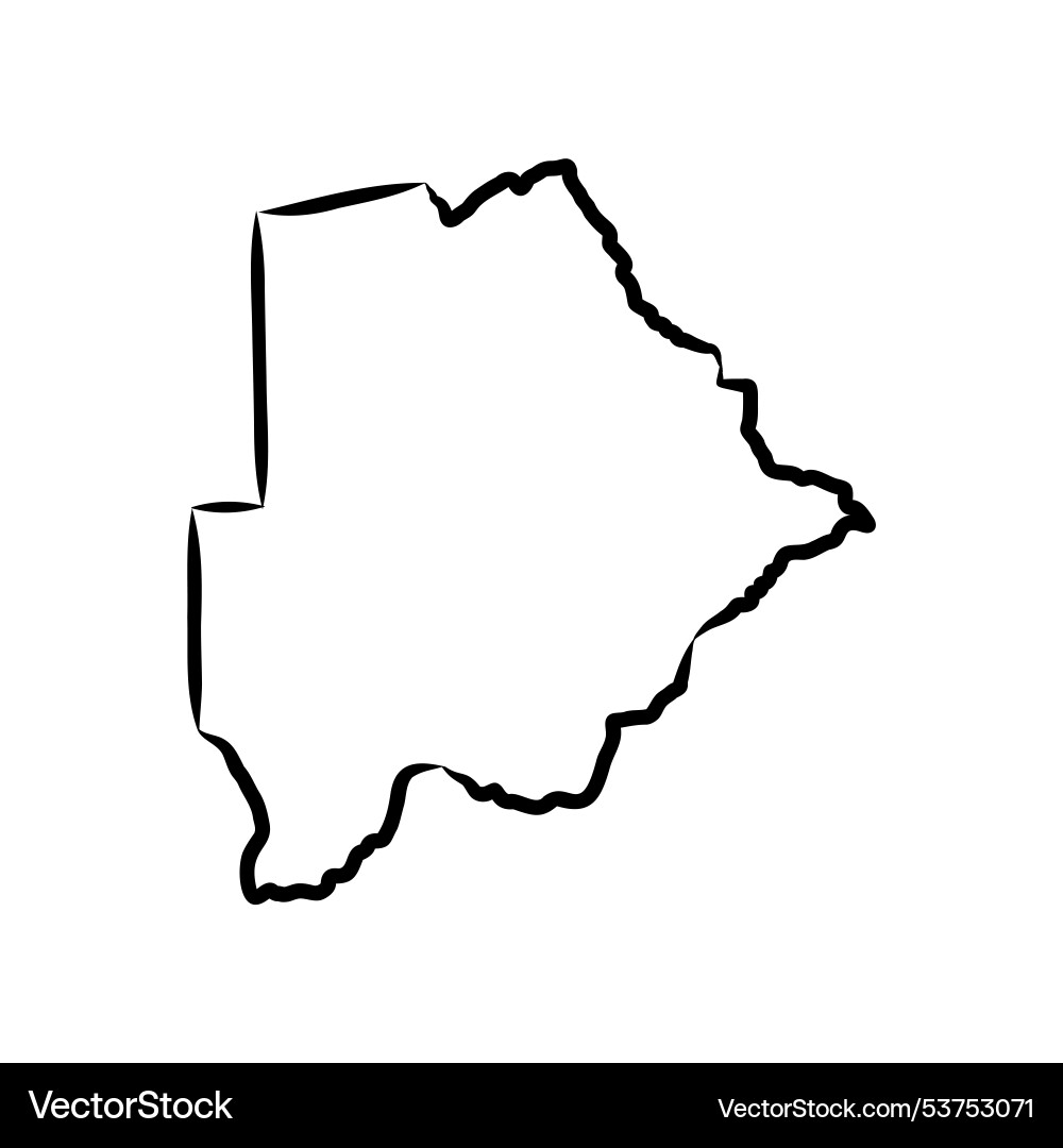 Botswana map with country borders thin black Vector Image