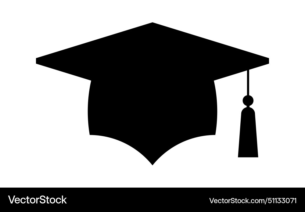 Graduation hat logo graduate cap flat sign Vector Image