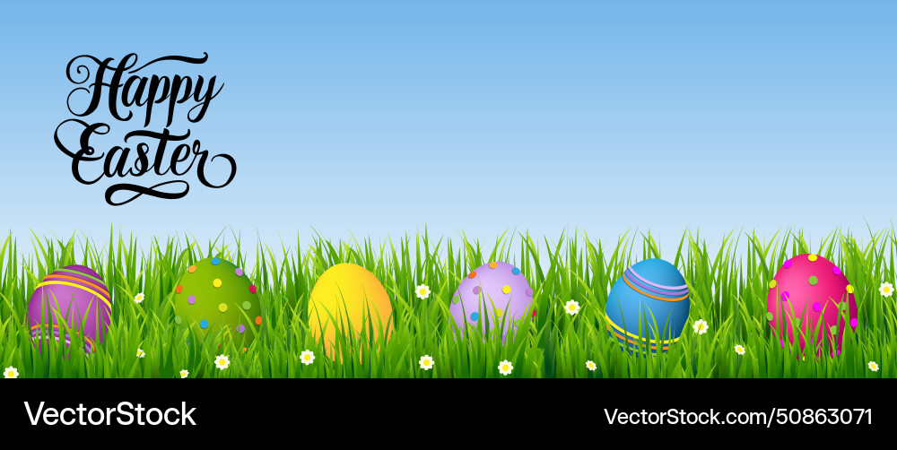 Happy easter poster and text and nature background