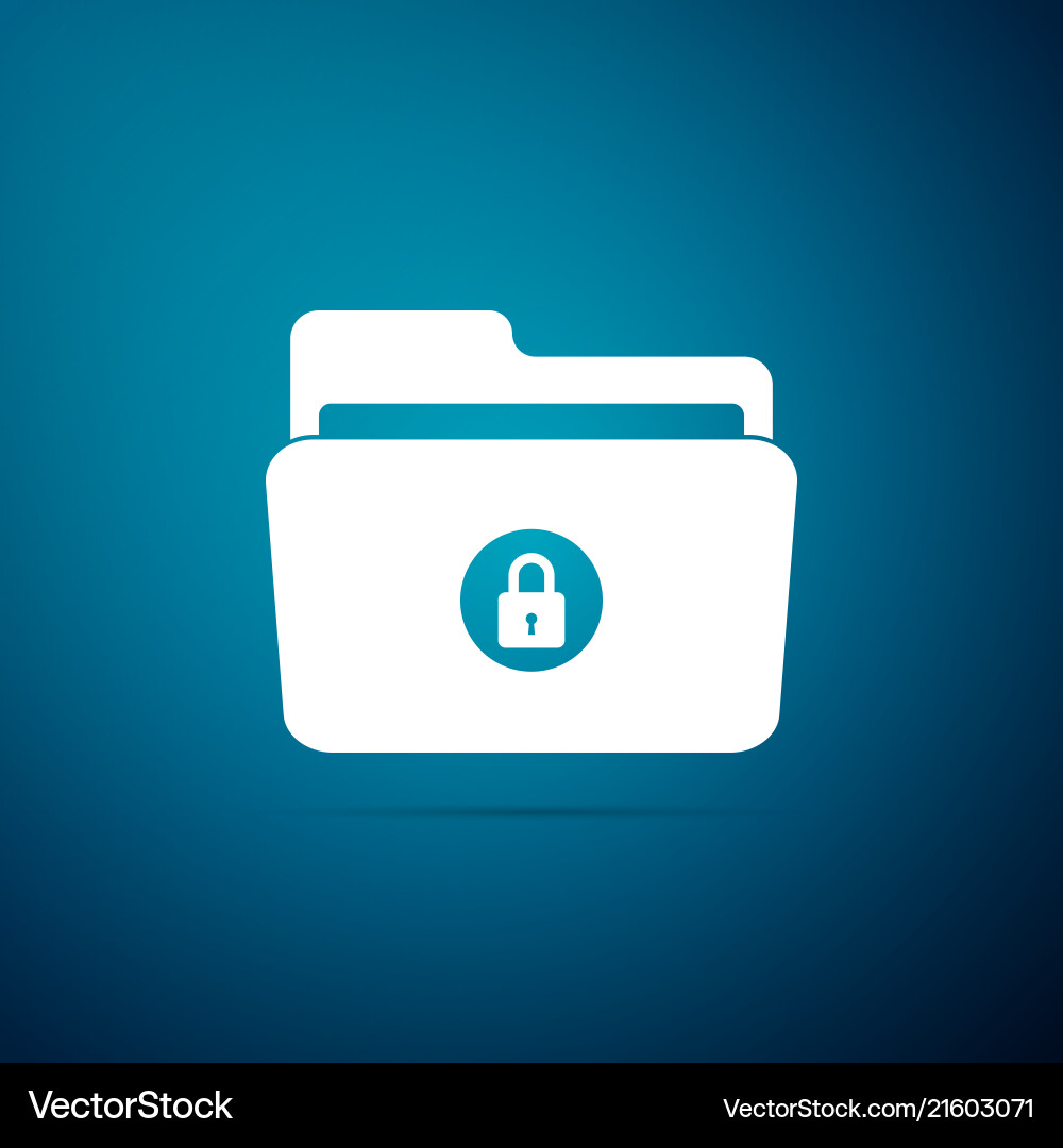 Locked folder icon isolated on blue background Vector Image