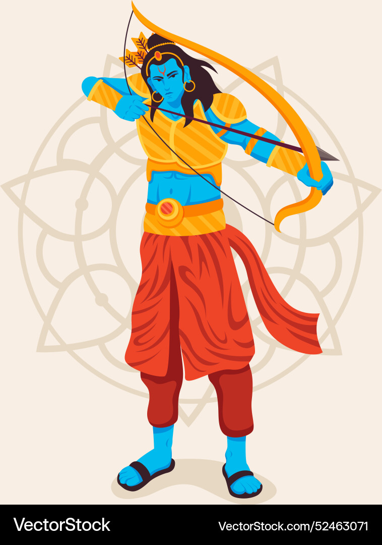 Lord rama using the golden bow and arrow Vector Image