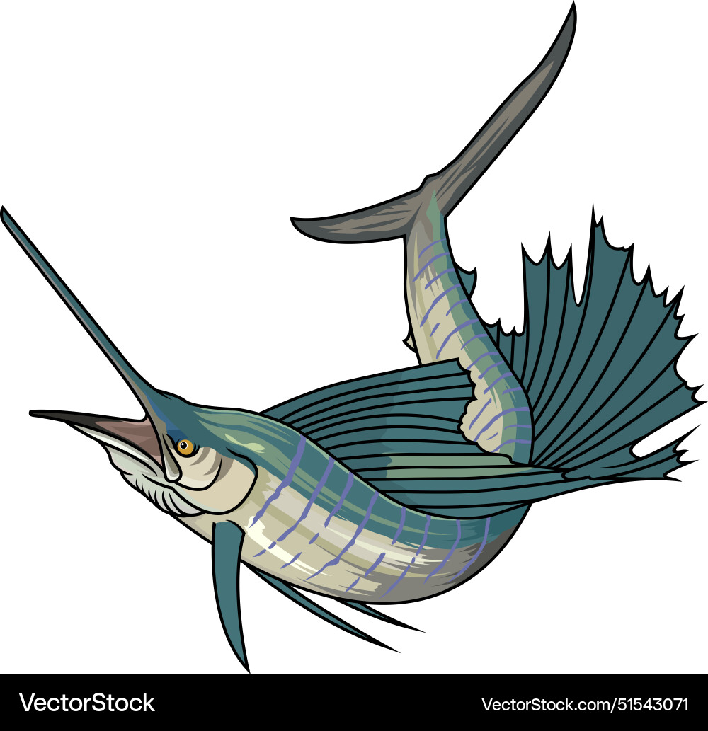 Marlin sailfish fishing logo Royalty Free Vector Image