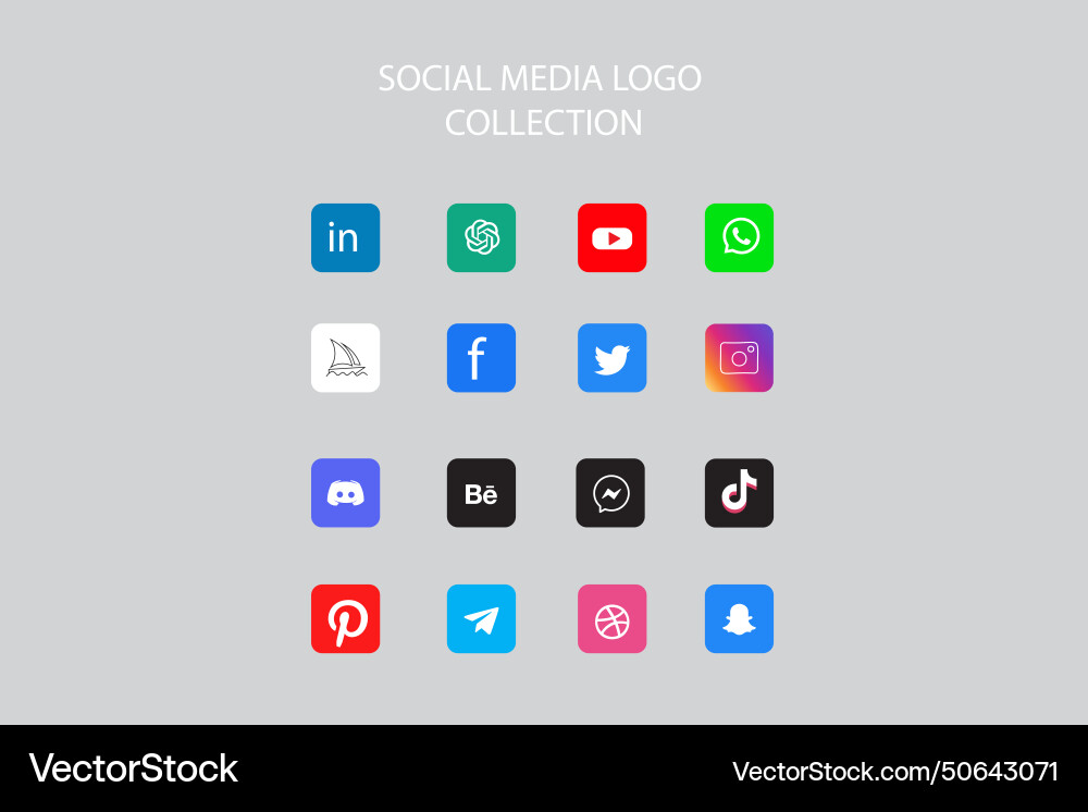 Popular social network logo icons Royalty Free Vector Image