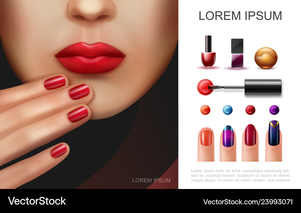 Realistic nail polish concept Royalty Free Vector Image