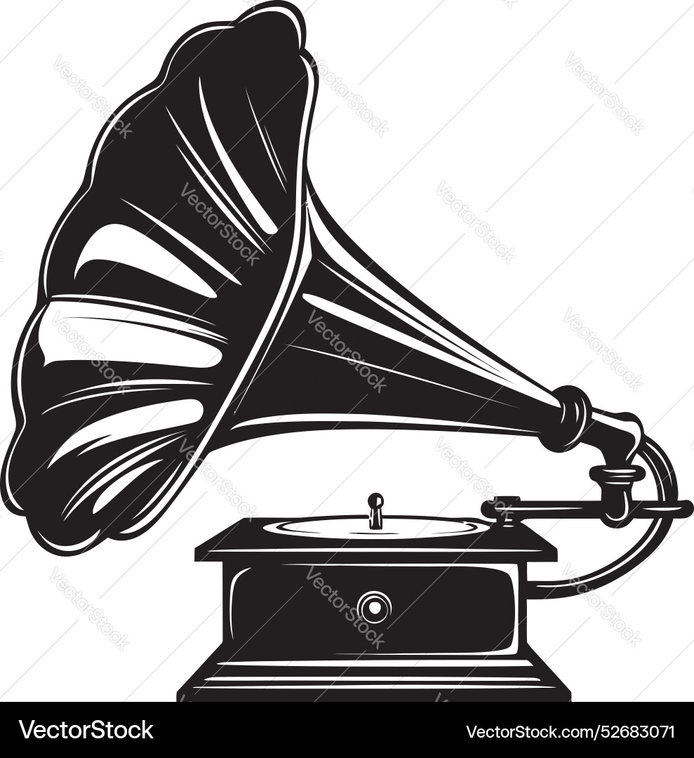 Retro reverie gramophone logo and design melodic Vector Image
