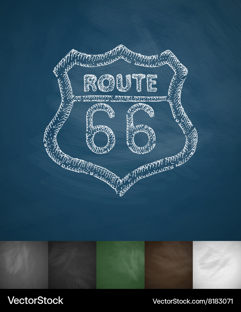 Route 66 icon hand drawn Royalty Free Vector Image
