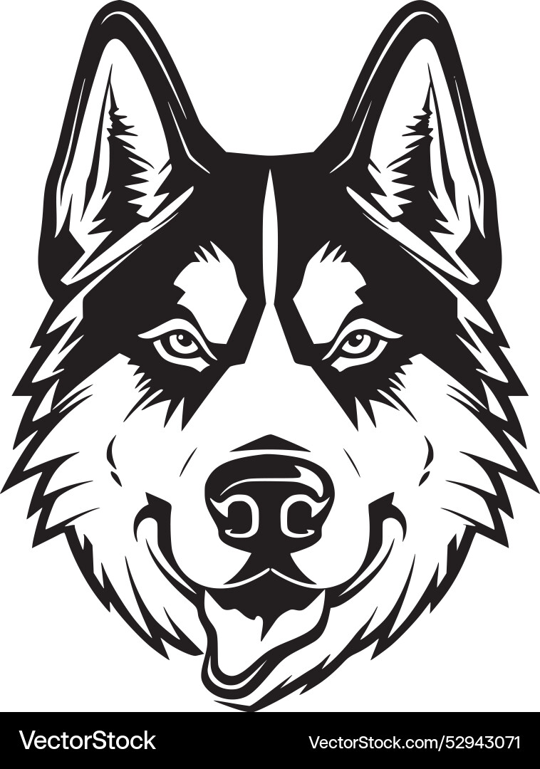 Siberian husky - black and white Royalty Free Vector Image