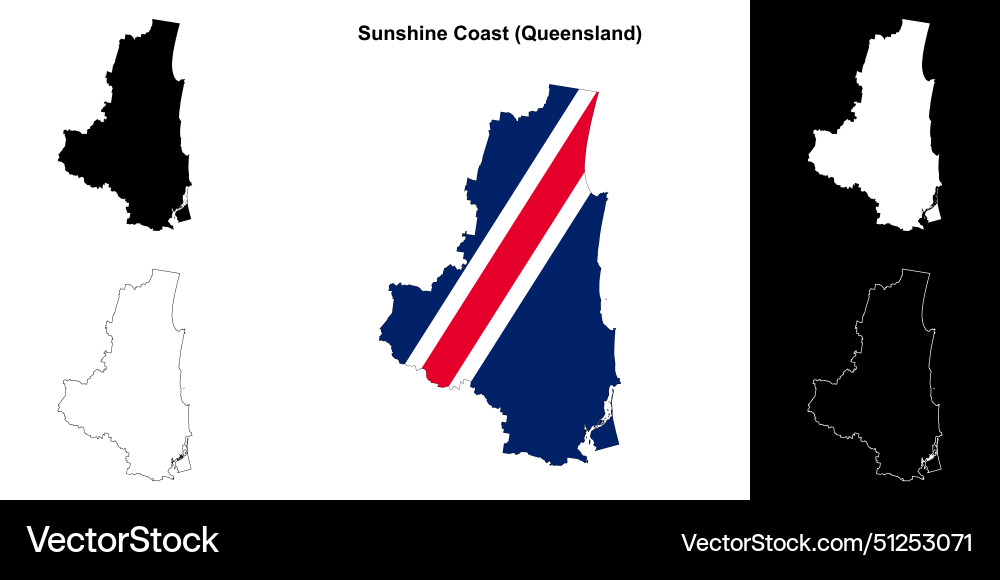 Sunshine coast outline map Royalty Free Vector Image