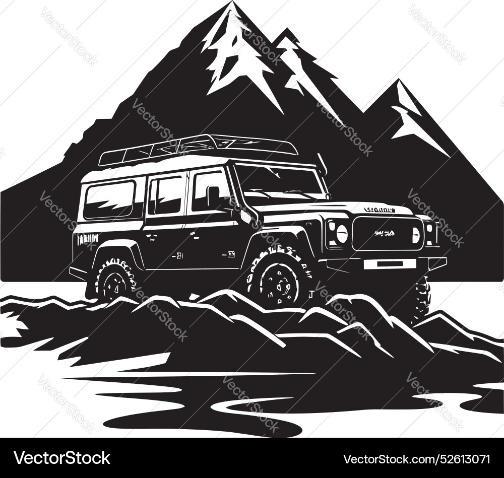 Vantage 4x4 suv amidst alpine terrain mountain Vector Image