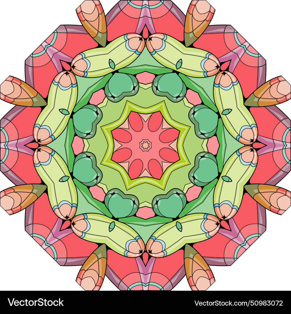 Colorful cute mandala decorative unusual round Vector Image