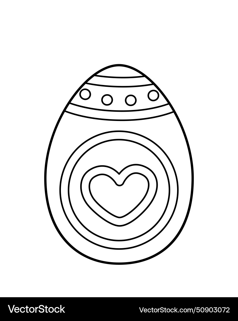 Coloring page easter egg with big heart black Vector Image