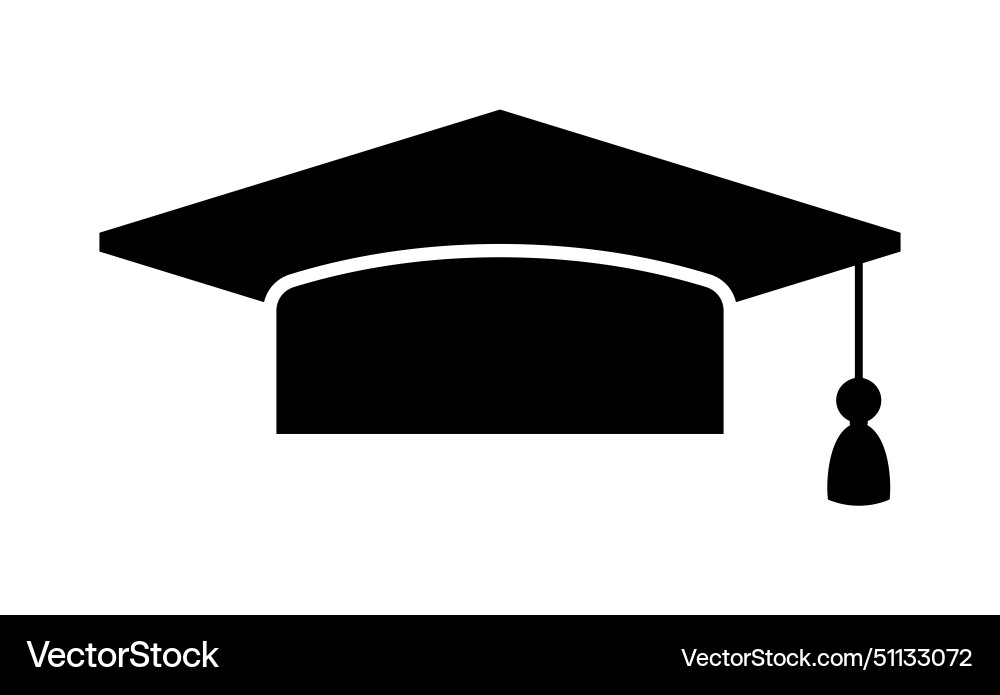 Graduation hat logo graduate cap flat sign Vector Image