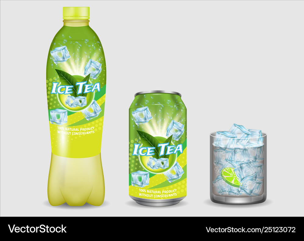 Green iced tea package mockup set Royalty Free Vector Image