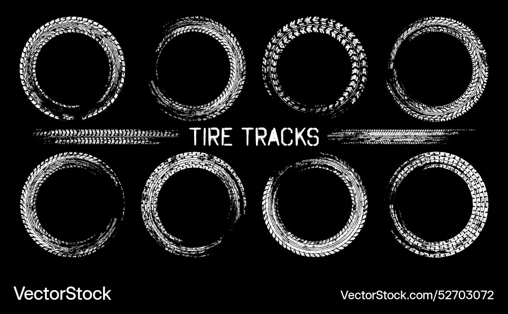 Grunge circle tire tracks wheel braking marks Vector Image