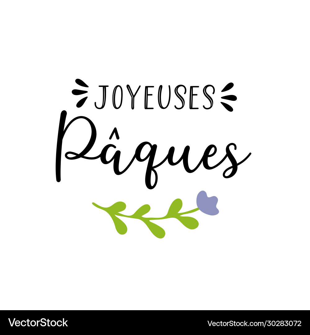 Hand drawn joyeuses paques quote in french Vector Image