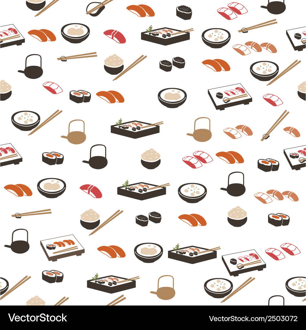 Japanese food seamless pattern Royalty Free Vector Image