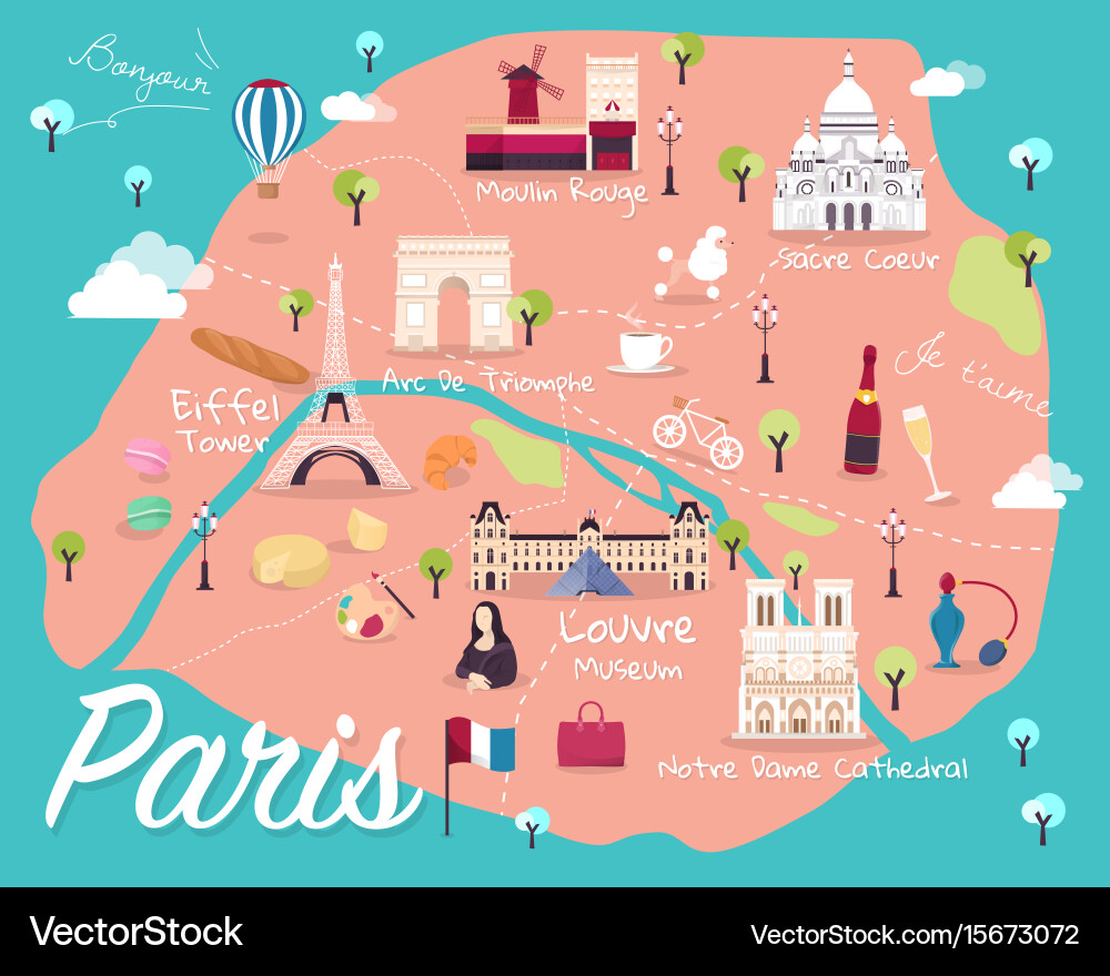 Map of paris Royalty Free Vector Image - VectorStock