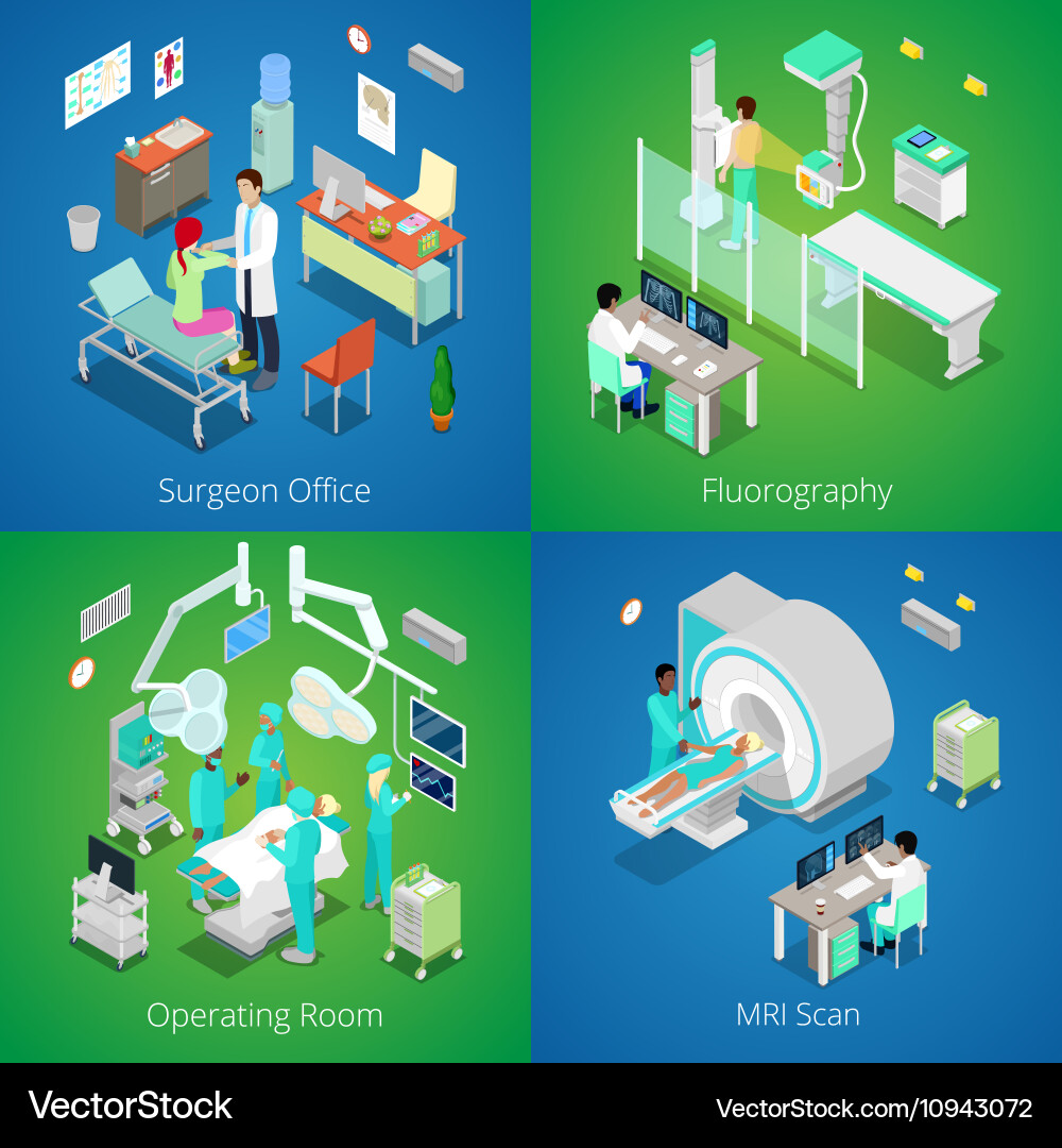 Medical MRI Scan Isometric Interior Royalty Free Vector