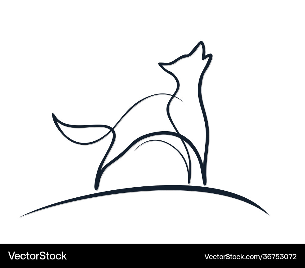 One line wolf symbol Royalty Free Vector Image
