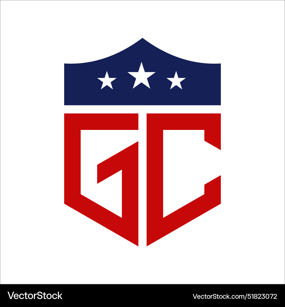 Patriotic gc logo design letter Royalty Free Vector Image