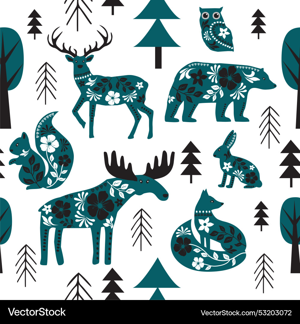 Scandinavian animals Royalty Free Vector Image
