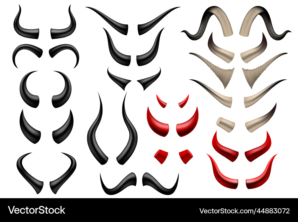 Set of different horns on white background Vector Image