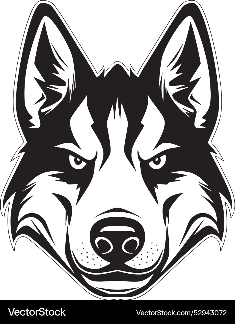 Siberian husky - black and white Royalty Free Vector Image