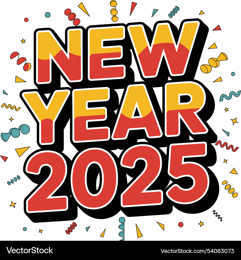 Bright and bold new year 2025 Royalty Free Vector Image
