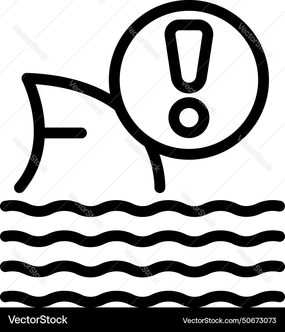 Coastline sharks warning icon outline Royalty Free Vector