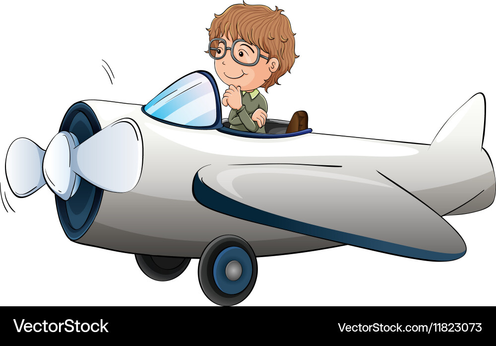 Pilot flying aeroplane on white background Vector Image