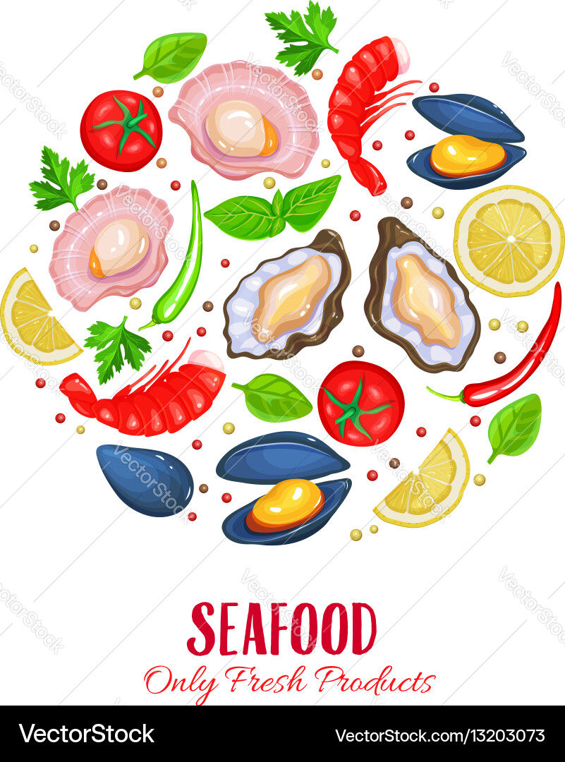 Shellfish poster Royalty Free Vector Image - VectorStock