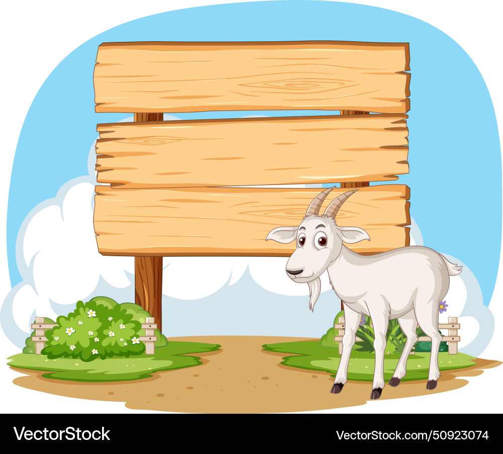 A goat standing next to sign Royalty Free Vector Image