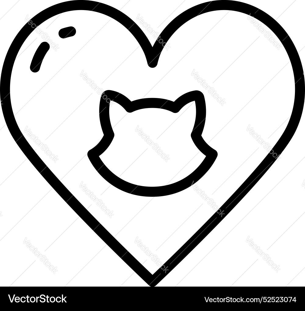 Cat head with heart icon face design on white Vector Image