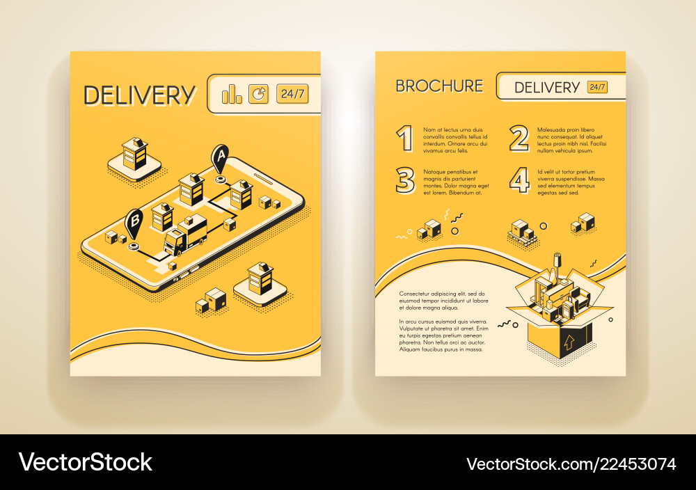 Delivery service booklet isometric template Vector Image