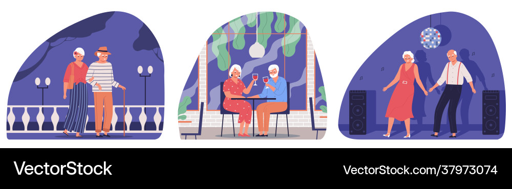 Elderly people set Royalty Free Vector Image - VectorStock