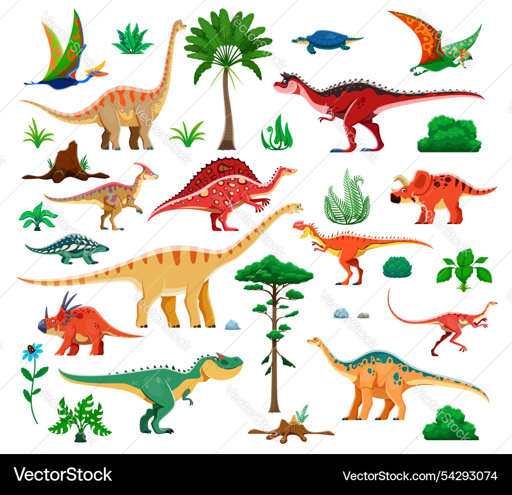 Prehistoric dinosaurs and jurassic era lizards Vector Image