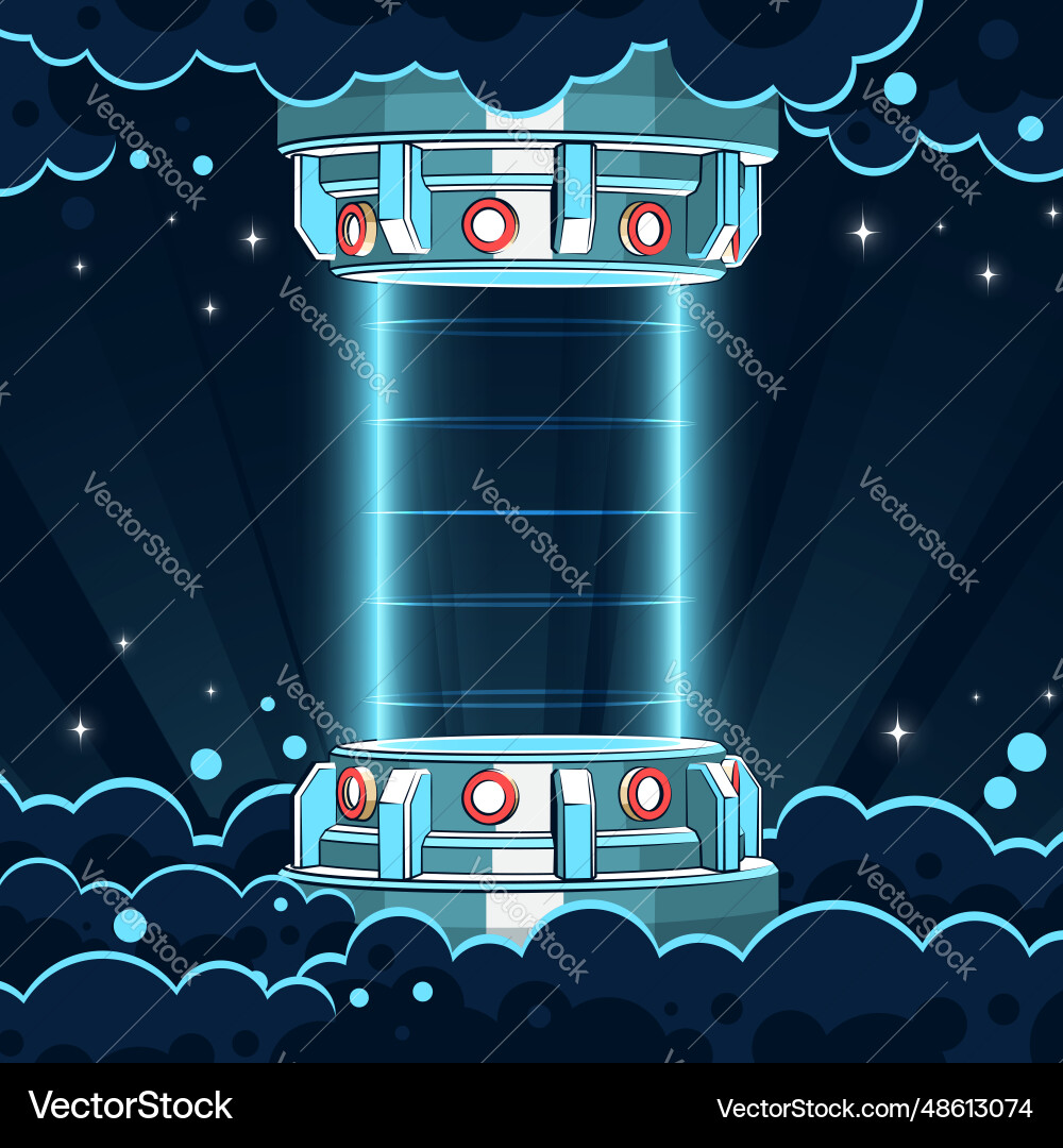 Teleportation machine in space Royalty Free Vector Image