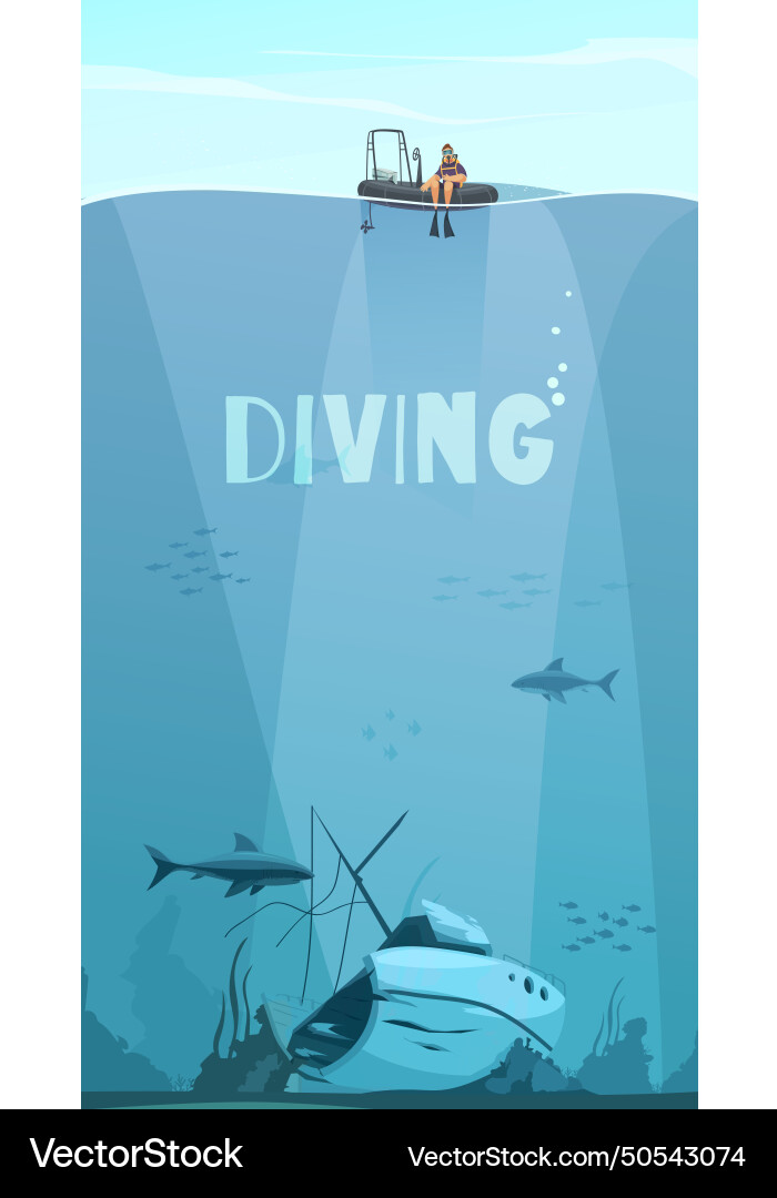 Underwater Shipwreck Dive Royalty Free Vector Image