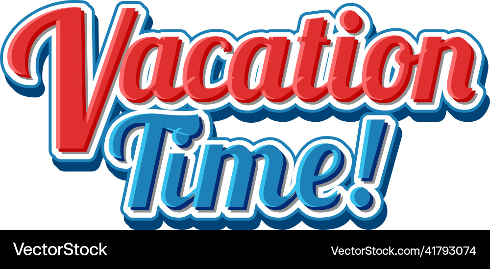Vacation time text icon on white background Vector Image