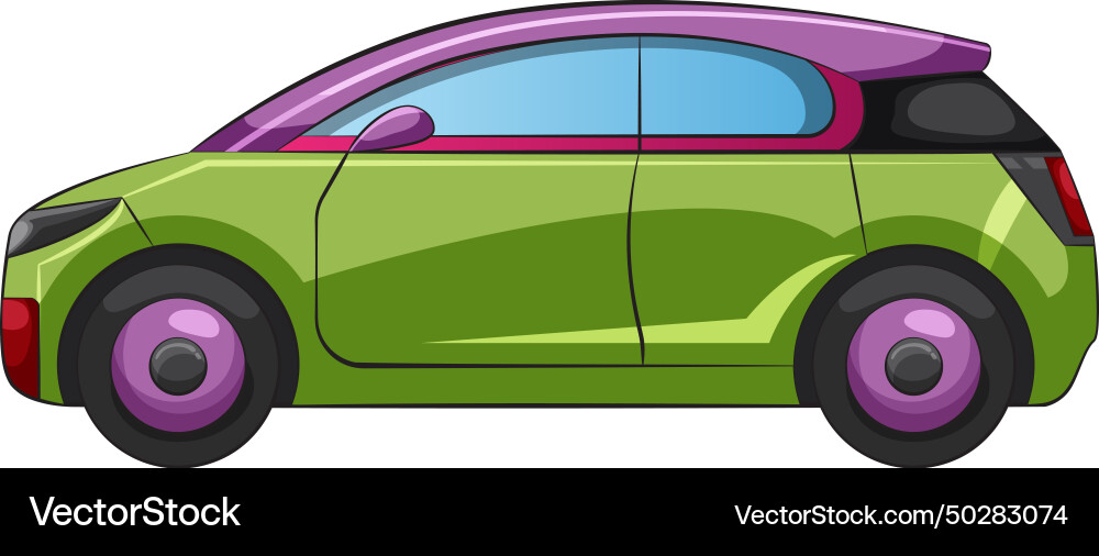Vibrant graphic of a modern compact car Royalty Free Vector