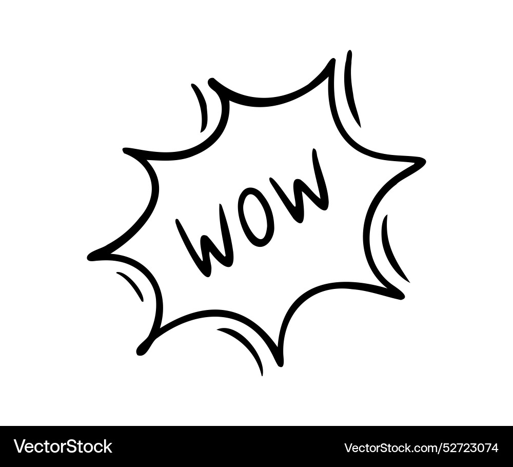 Wow hand drawn cloud speech bubble element wow Vector Image
