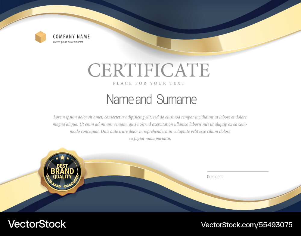 Award certificate with a star design in blue Vector Image
