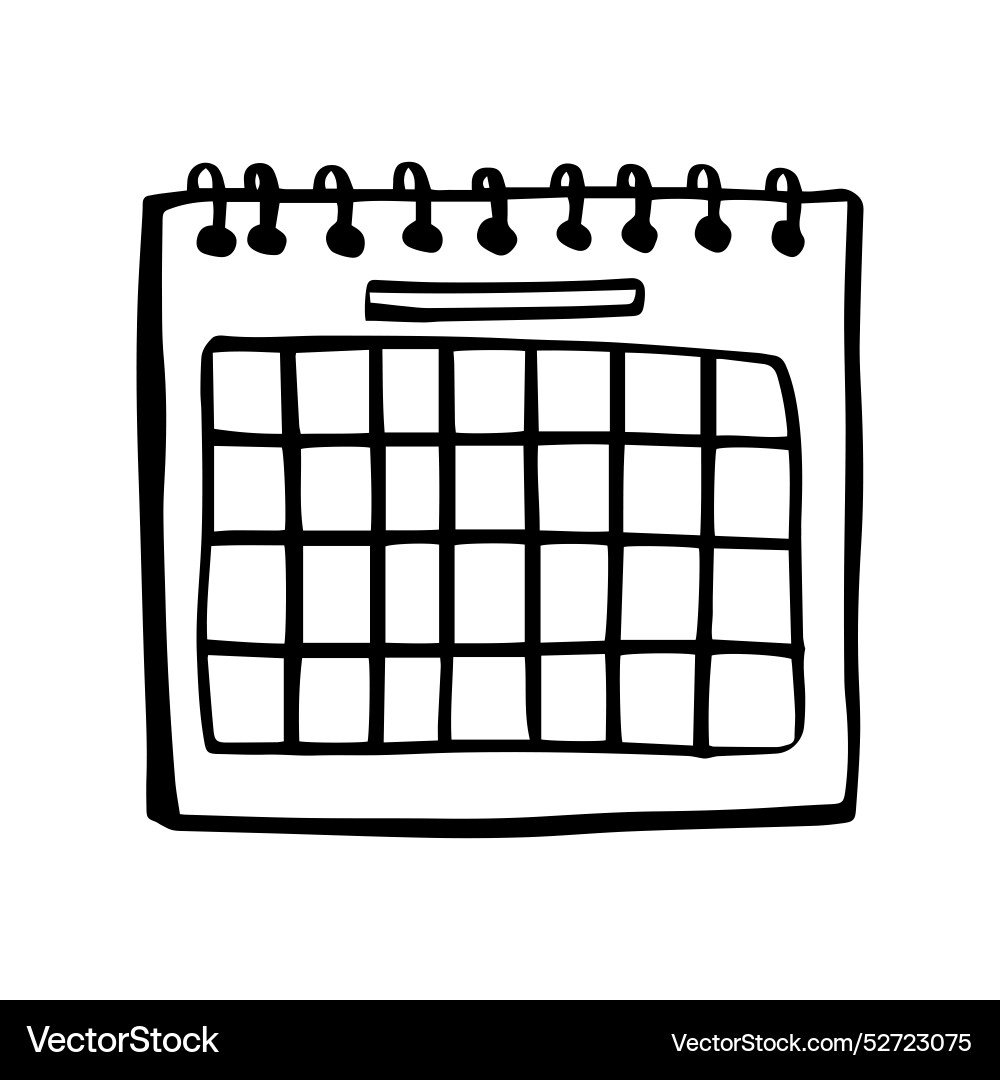 Calendar doodle schedule hand drawn sketch style Vector Image