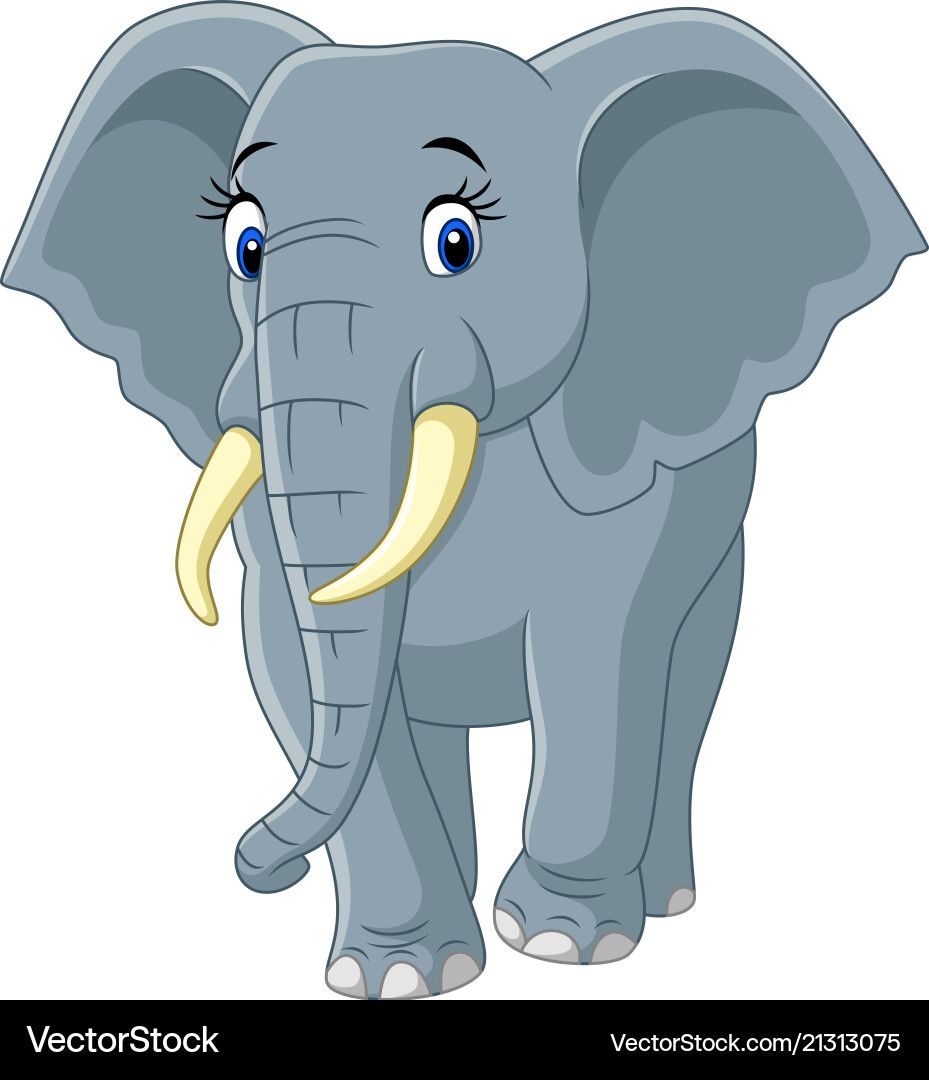 Cartoon funny elephant isolated on white Vector Image