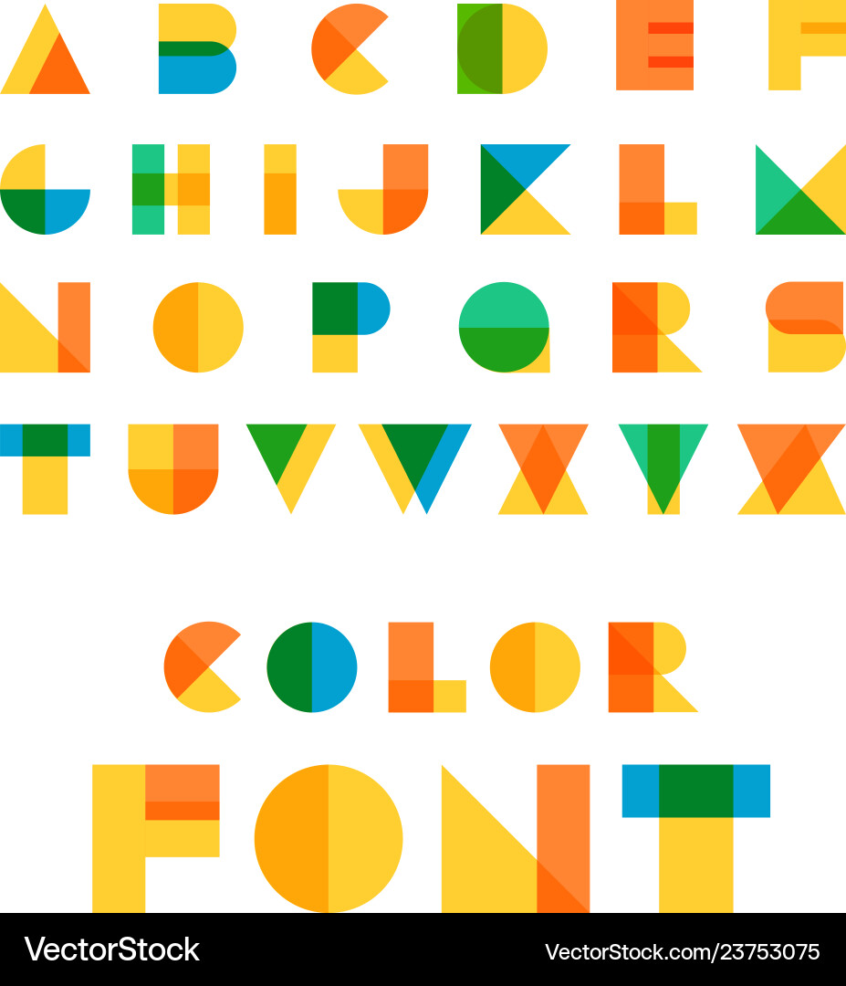 Color font letters isolated on white Royalty Free Vector