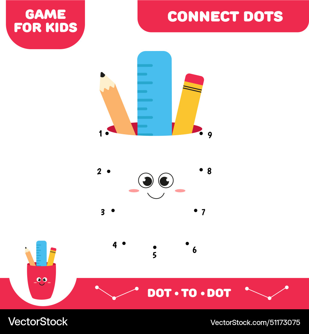 Dot to educational game for preschool kids Vector Image