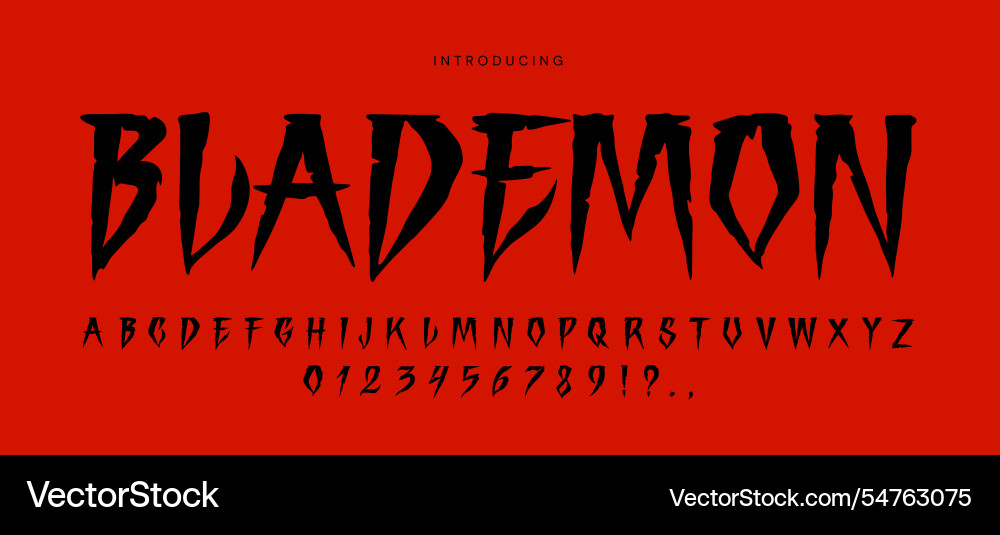 Exciting new font design featuring blademon style Vector Image