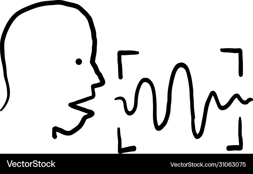 Hand drawn voice recognition icon doodle style Vector Image
